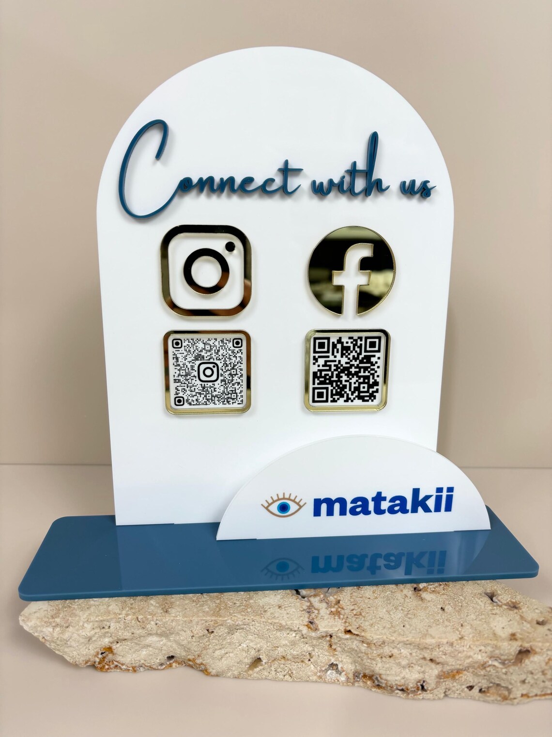Custom Acrylic QR Code Social Media Sign, Personalised Counter Display ...