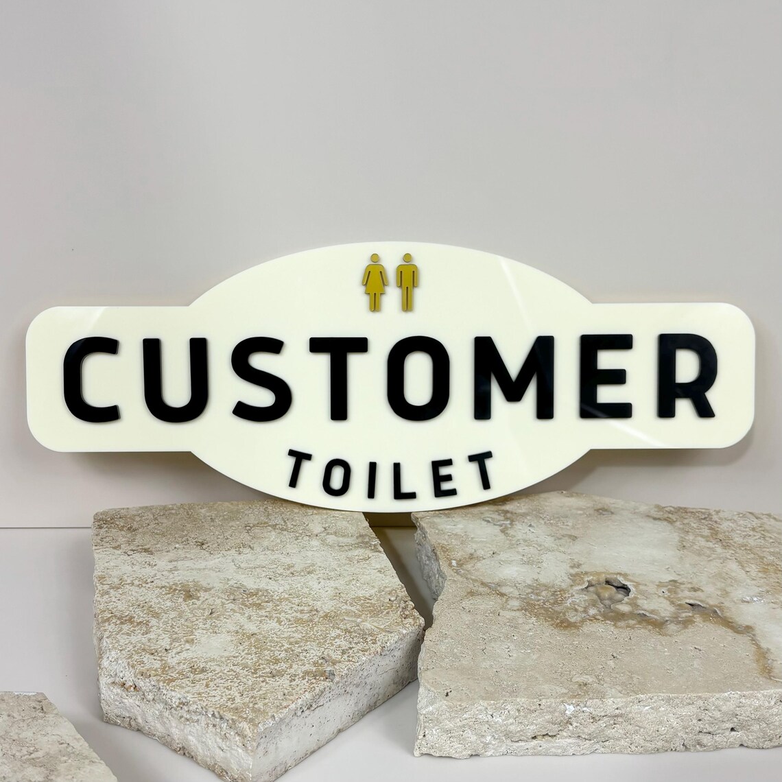 Customer Toilet Door Sign – 3D Acrylic Bathroom Sign With Gender Icons ...