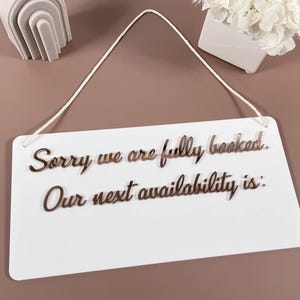 Fully Booked Availability Sign – Acrylic Hanging Sign – Custom Salon ...