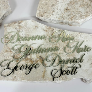 Custom Acrylic Name Place Cards, Personalised Font & Colour | Wedding ...