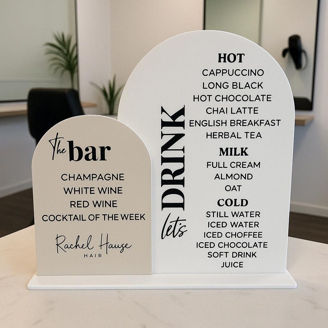 Custom Dual Arch Bar & Drinks Menu Sign | Personalised Beverage Display ...