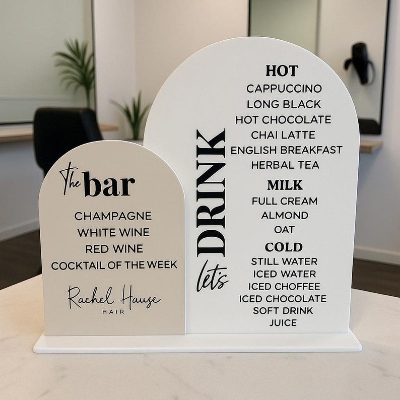 Custom Dual Arch Bar & Drinks Menu Sign | Personalised Beverage Display ...