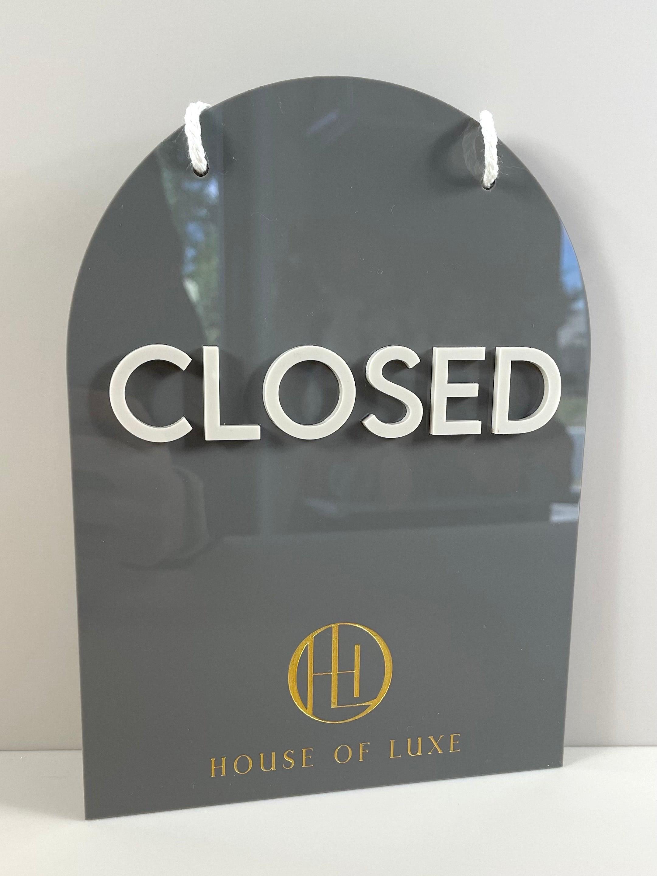 Mini Branded Double Sided Open and Closed Sign | 20cm Hanging Acrylic ...