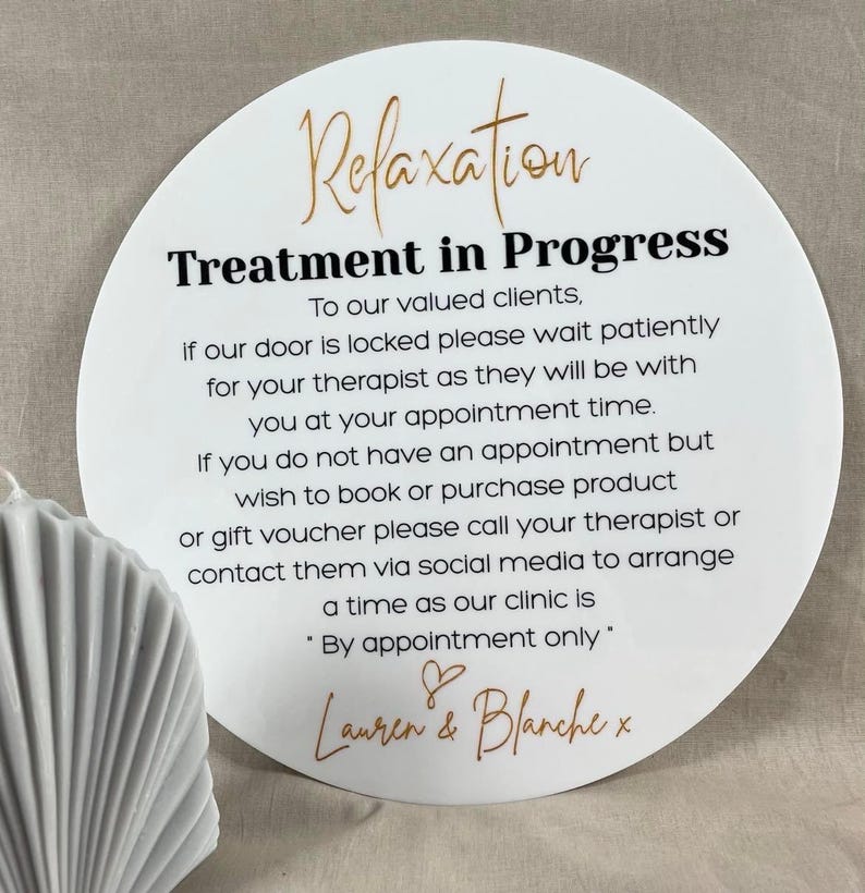 Custom “treatment in Progress” Door Sign – Personalised Sign for ...