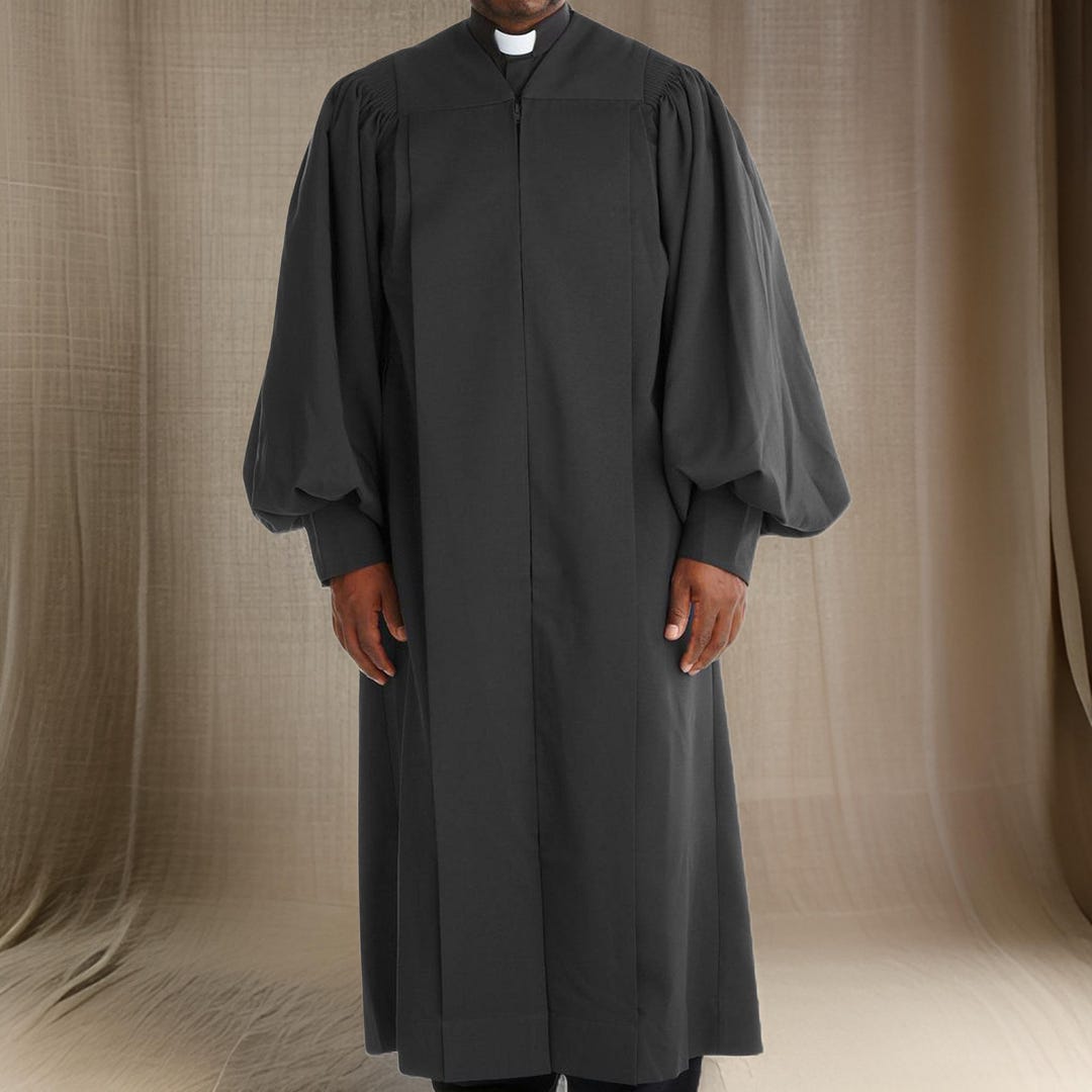 New Men's & Women's Clergy Robe - Solid Black, Men's Long Church Father ...