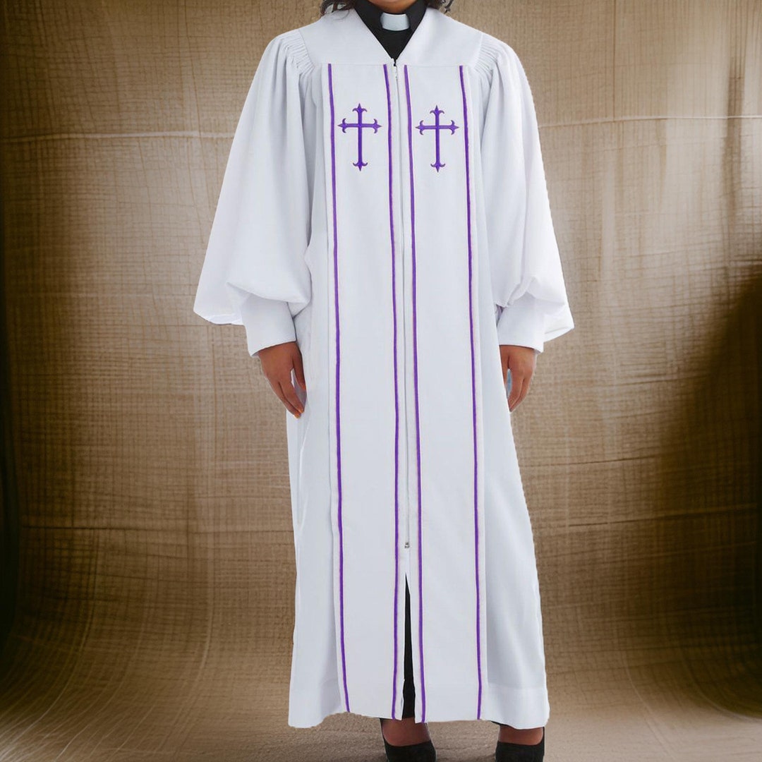 New Ladies and Men's Clergy Robe - Solid White, Men's Long Church ...