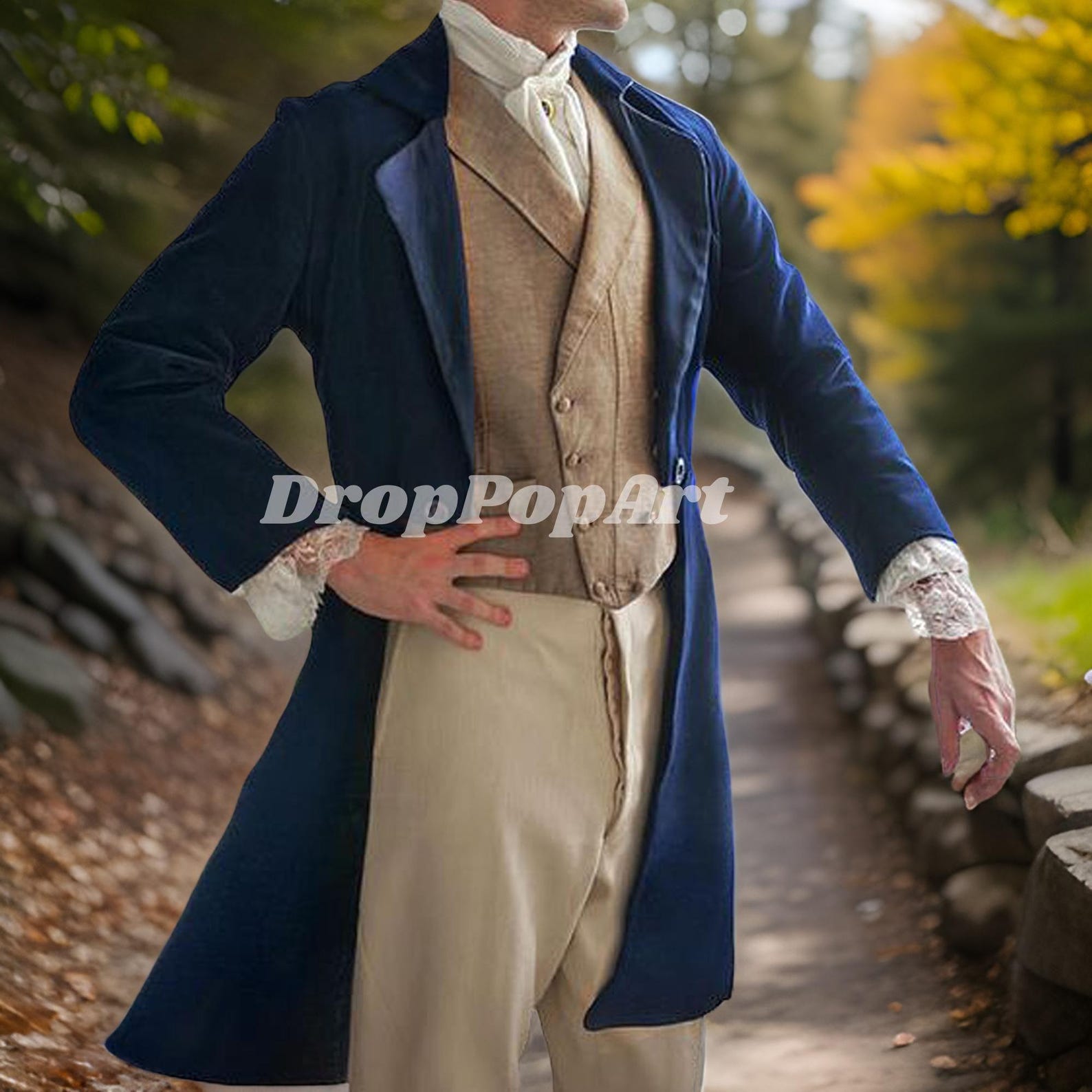 Men's Regency Coat in Classic Blue Wool – Historical Tailcoat for ...