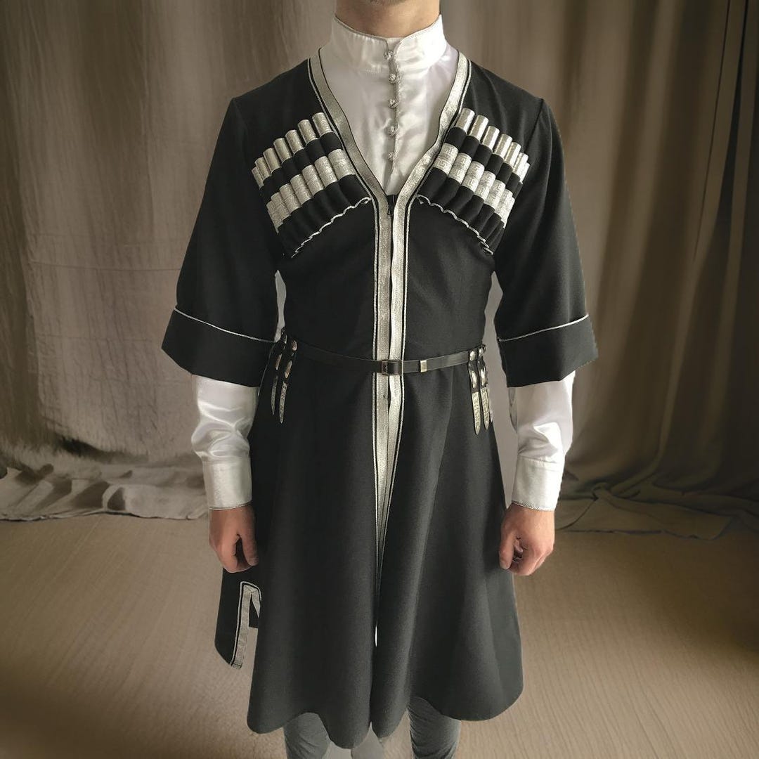 Men's Black Georgian Chokha Coat: Cossack Clothing - Etsy