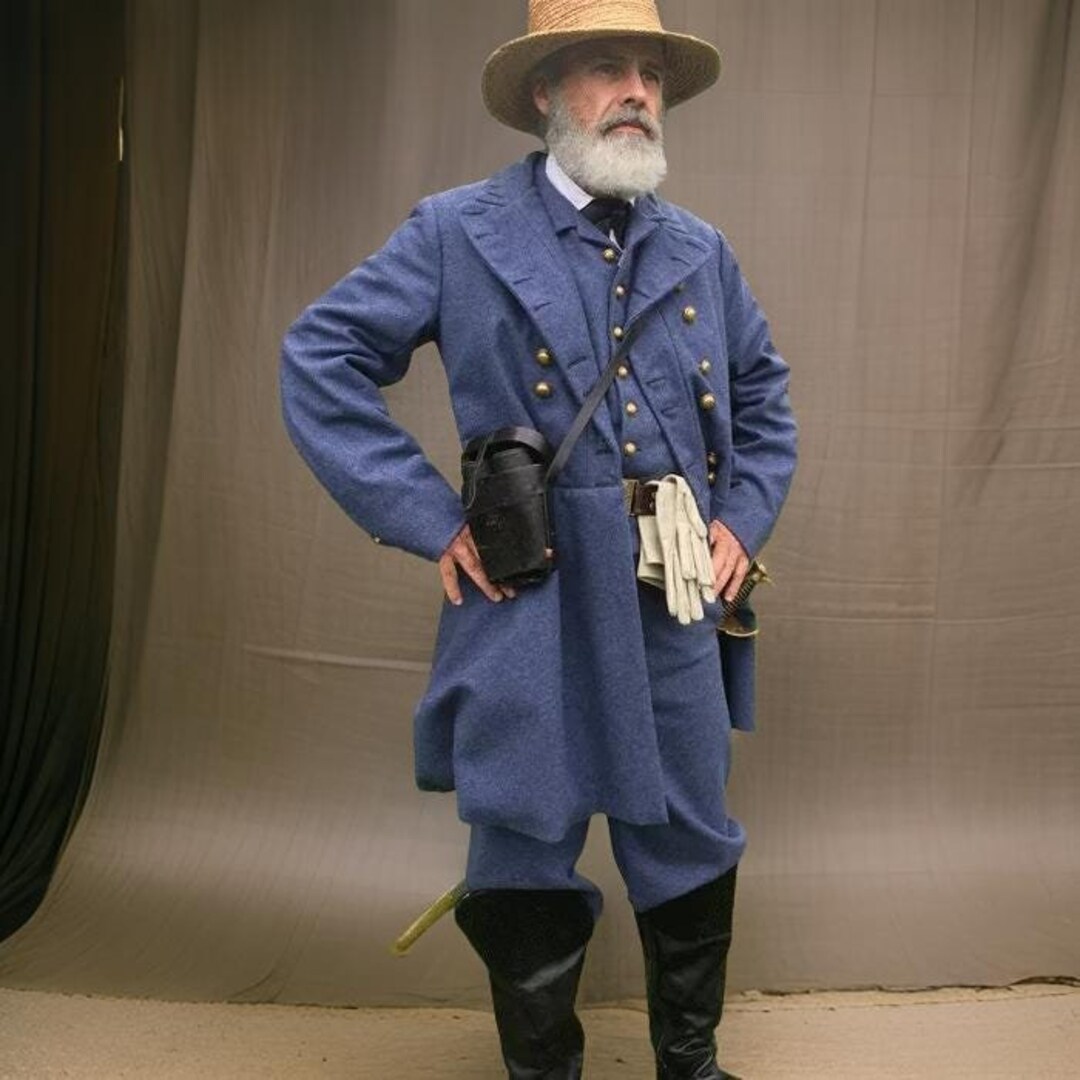 New Men's General Robert Civil War Blue Double Breasted Handmade Coat ...