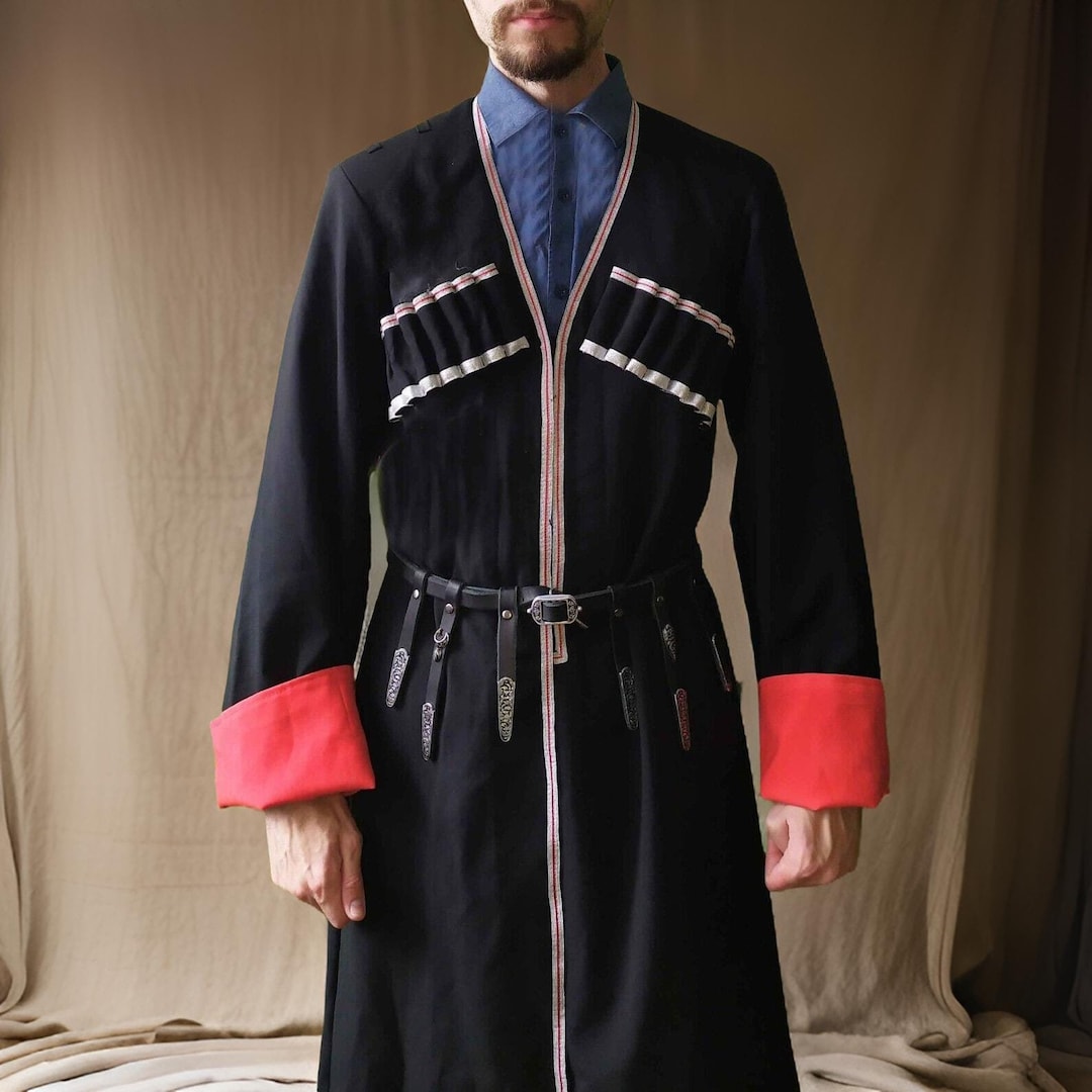 Men's Black Wool Chokha Coat: Traditional Cossack Caucasus Style - Etsy