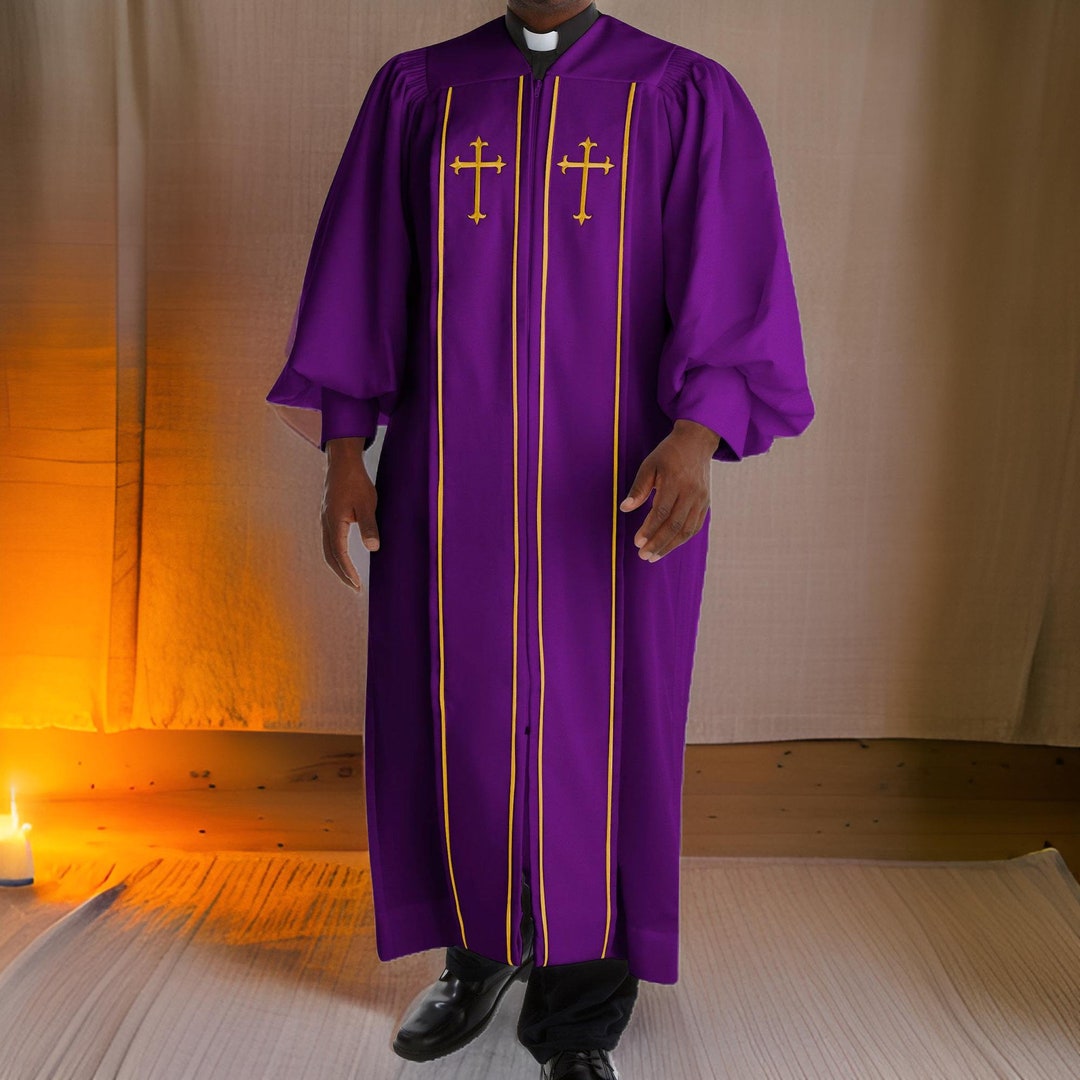 Purple Wool Clergy Robe: Hand-tailored Church Father Coat - Etsy