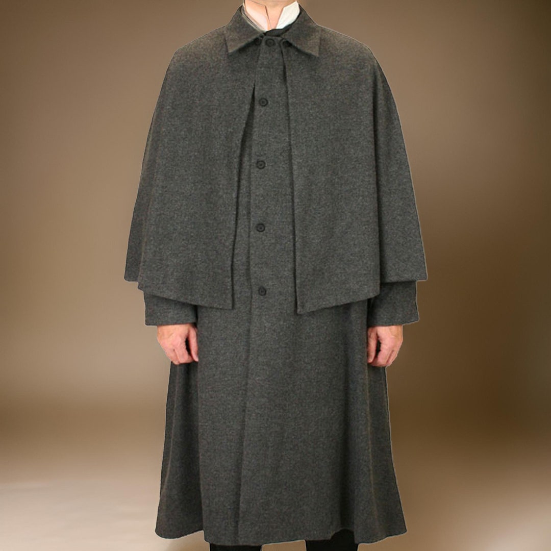 Men's Victorian-inspired Long Black Inverness Cape Coat - Perfect ...