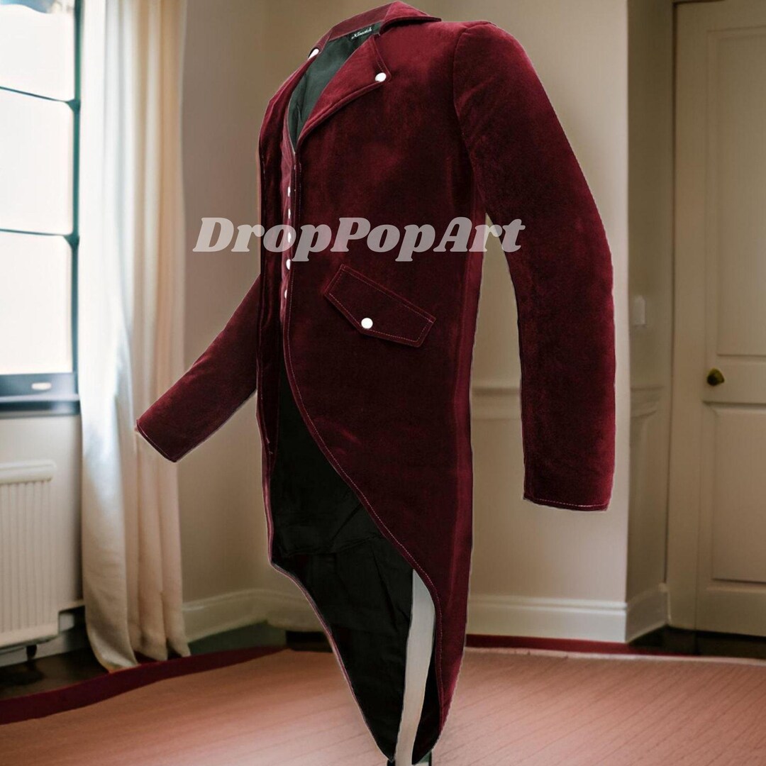 Men's Burgundy Velvet Steampunk Tailcoat: Regency Cutaway Jacket - Etsy