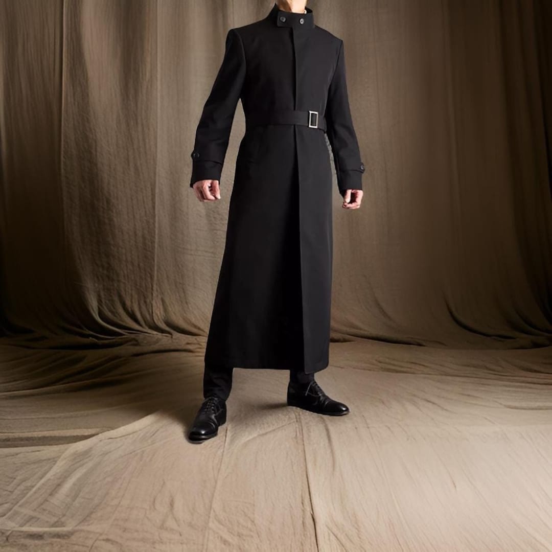 Men's Gothic Ankle Length Coat: Windbreak Overcoat With Belt - Etsy