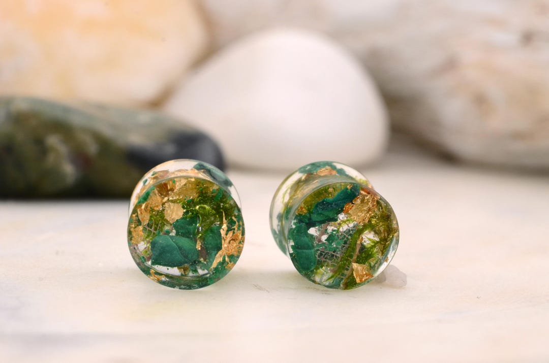 Malachite Plugs Stone. Green Moss Plugs. Ear Gauges and Plugs. Green ...