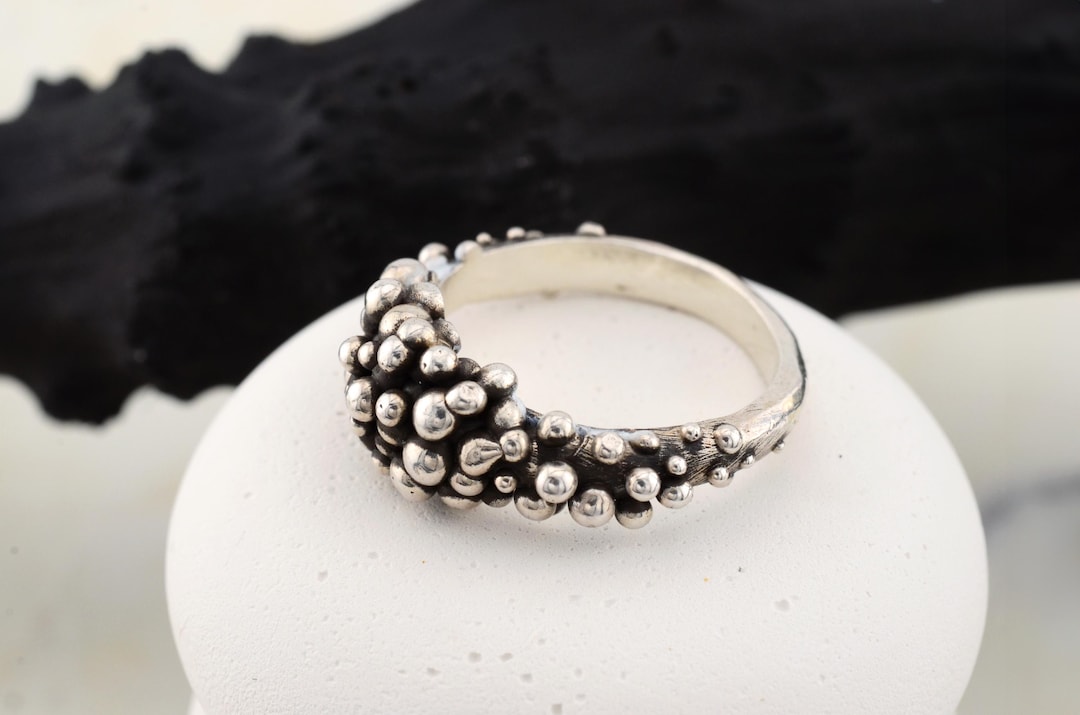 Silver Bubble Ring, Silver Water Drop Ring, Silver Wedding Ring. Minimalist Silver Ring . Water ...