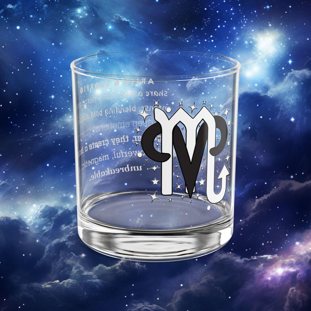 Aries Scorpio Zodiac Rocks Glass, Astrology Rocks Glass, Zodiac Sign ...