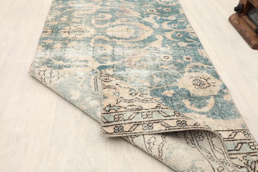 3x7 Blue Beige Vintage Rug, 3x7 Turkish Rug, Hanmdade Area Rug ...