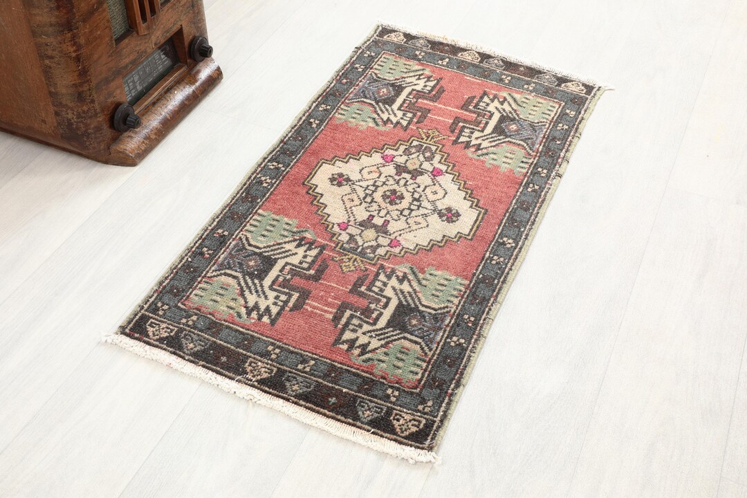 2x3 Red Turkish Small Rug, 2x3vintage Rug, Oushak Small Rug, Mini ...