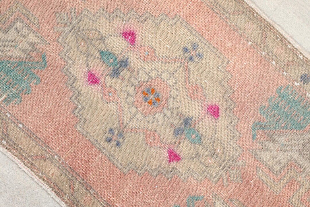 2x3 Orange Vintage Small Rug, 2x3 Handmade Turkish Rug, Oushak Small ...