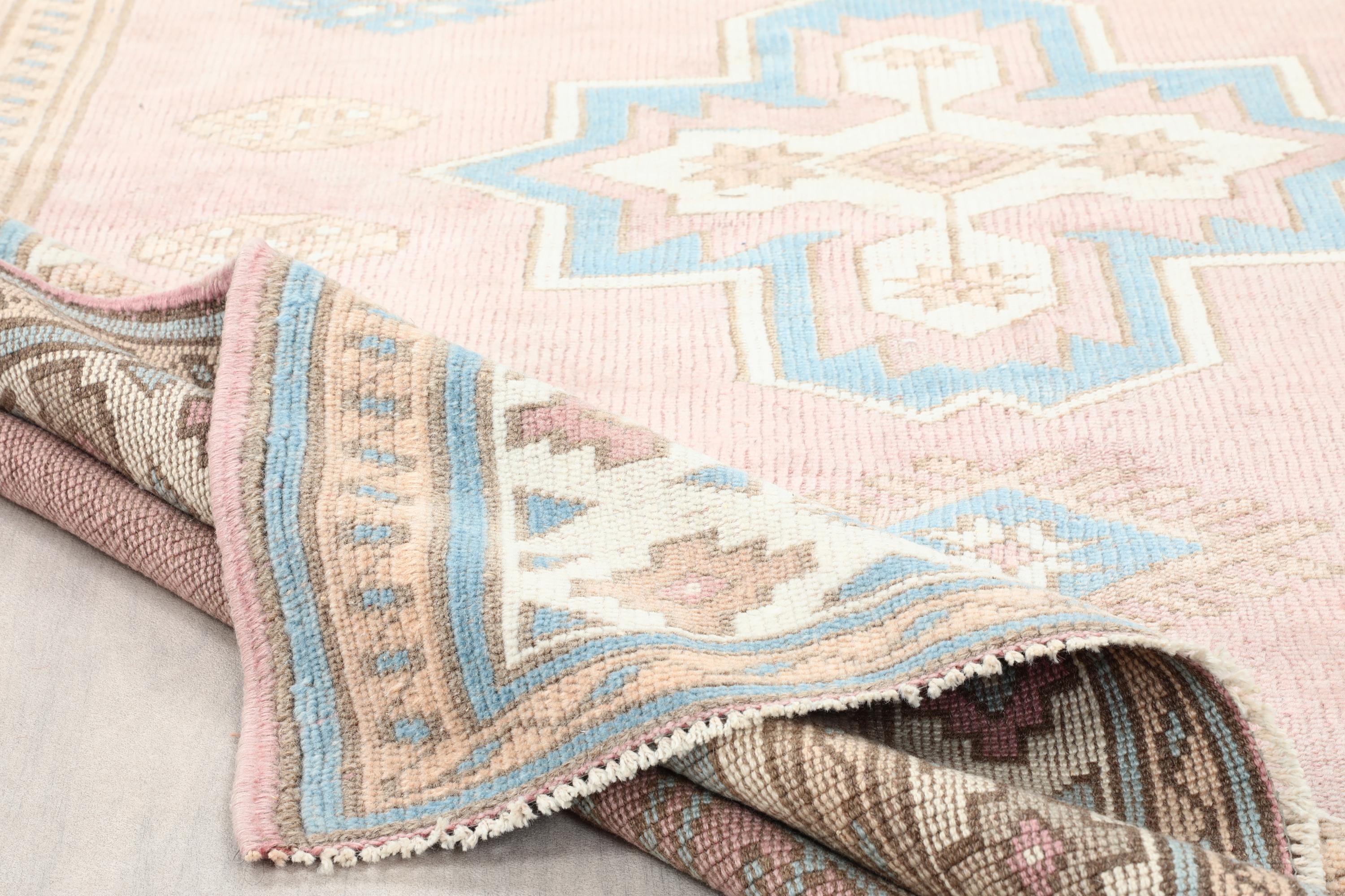5x7 Unique Pink Vintage Rug, 5x7 Beige Turkish Rug, Handmade Area Rug ...