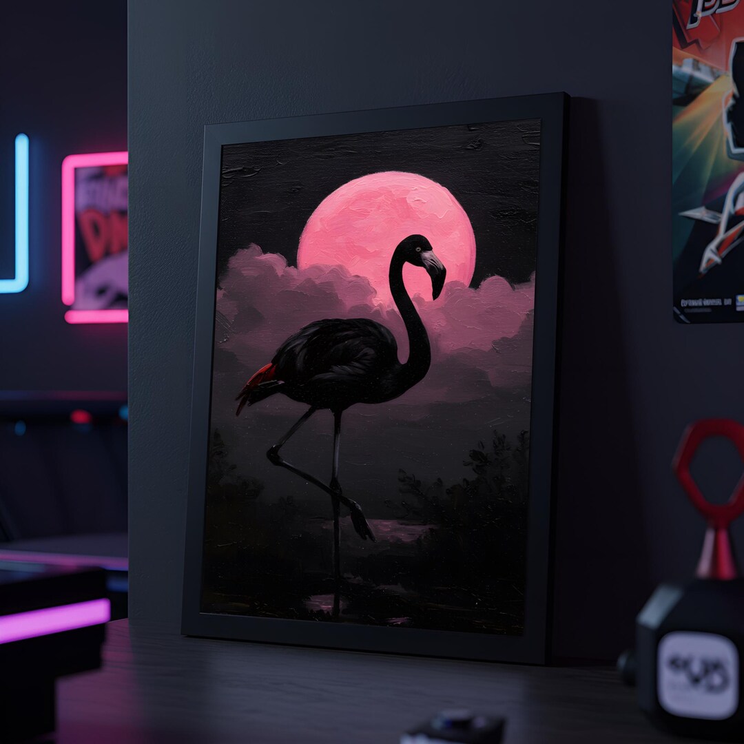 Black Flamingo Gothic Wall Art | Dark Academia Decor Printable Poster ...