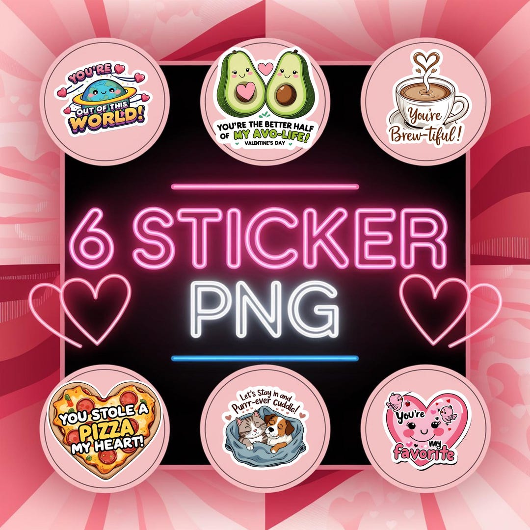 Valentine's Day Digital Sticker Pack PNG, Funny Quotes Clipart Prints ...