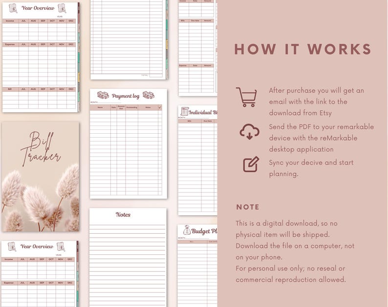 Ultimate Digital Bill Tracker Planner Suitable for the Remarkable Paper ...