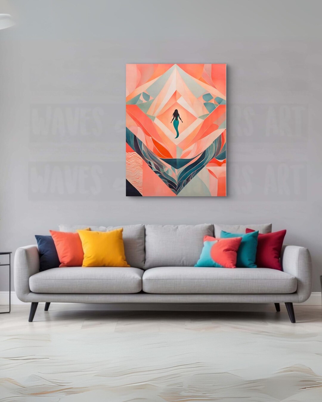 Abstract Mermaid Geometric Art Print Colorful Home Decor & Mermaid ...