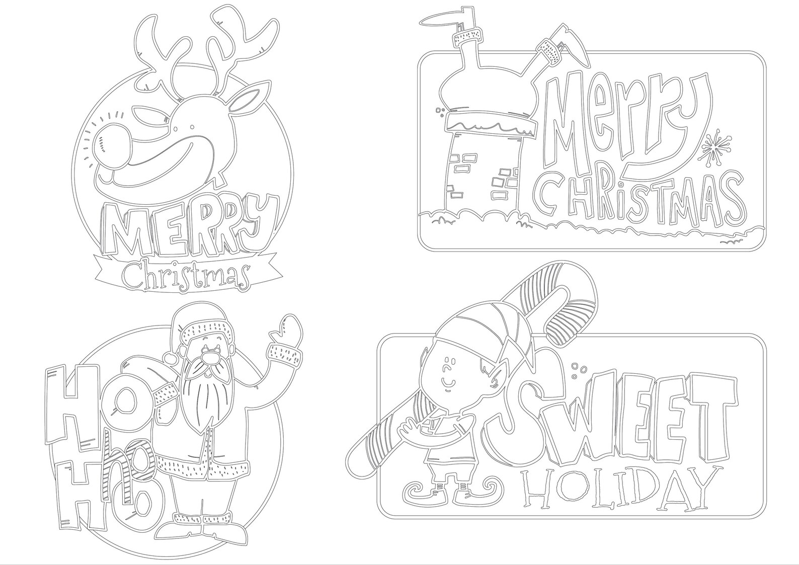 Printable Merry Christmas Coloring and Cut & Paste Activity Book - 10 ...