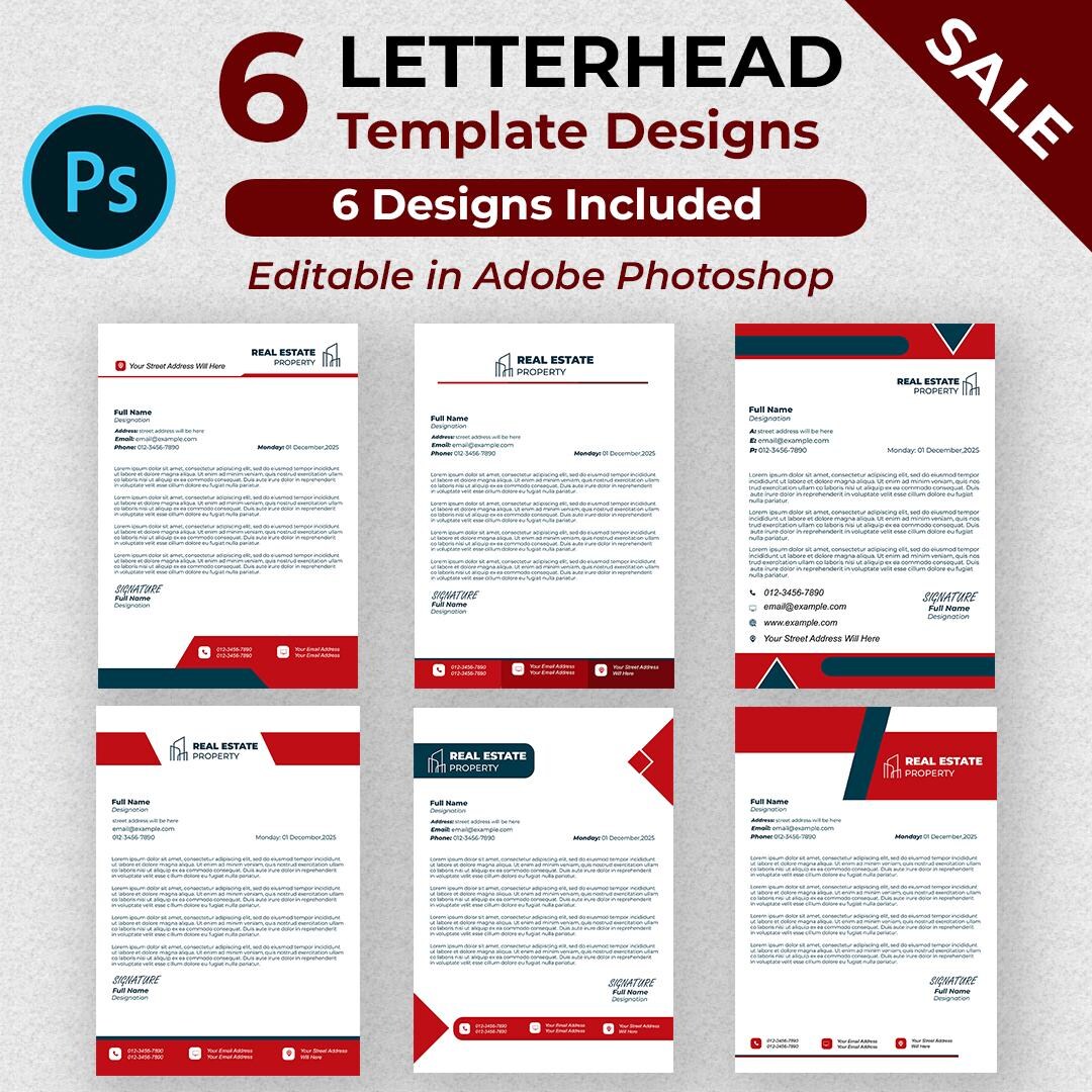 6 Editable Letterhead Template - Etsy
