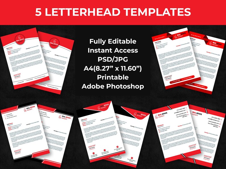 Letterhead Template for Business, Custom Letterhead Design, Editable ...