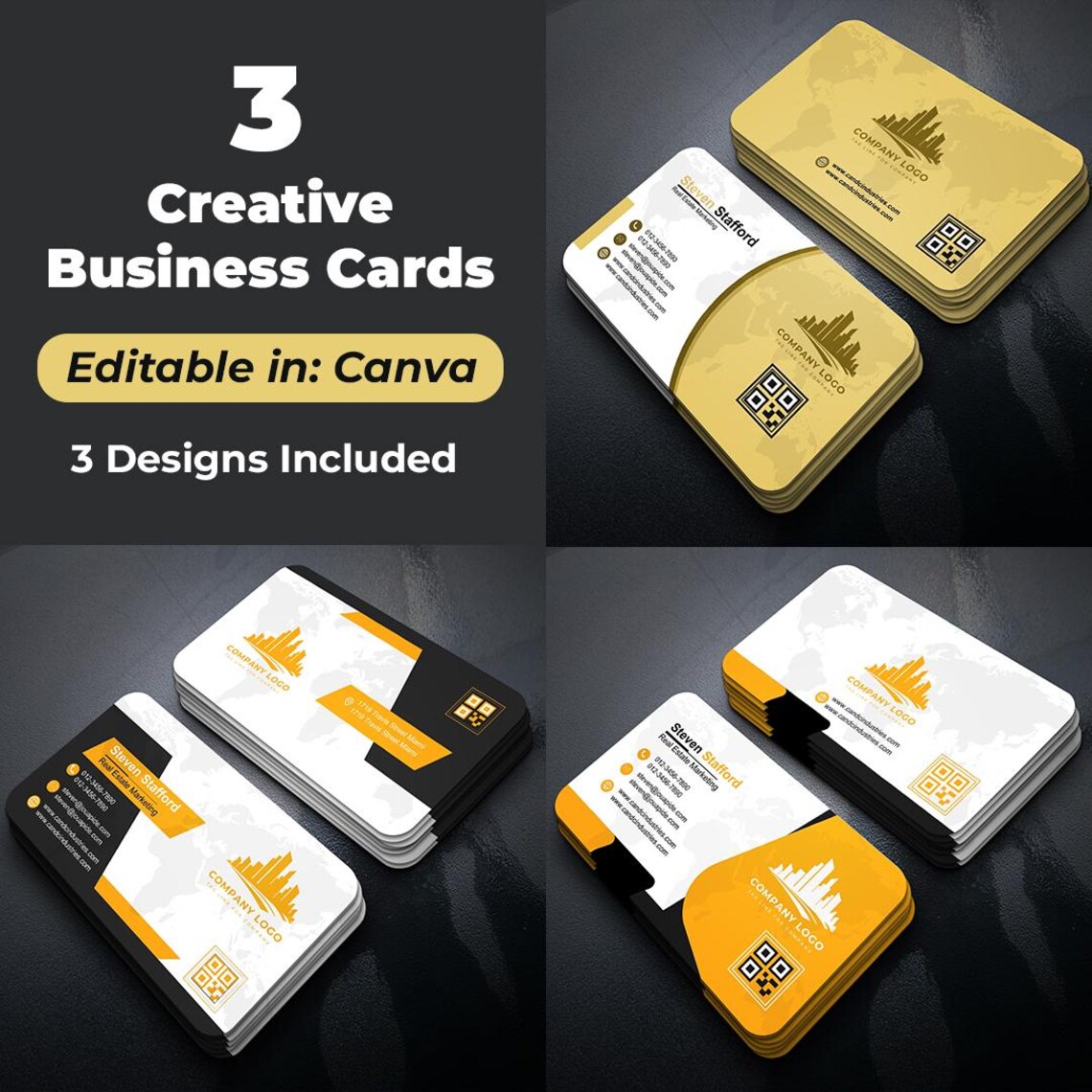 Minimalist Business Card Template | Editable Canva Visiting Card ...
