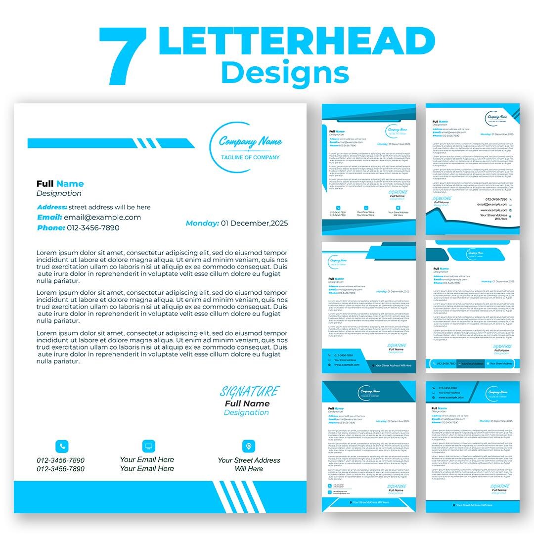 Bundle of 7 Business Letterhead Templates, Personalized Letterhead ...