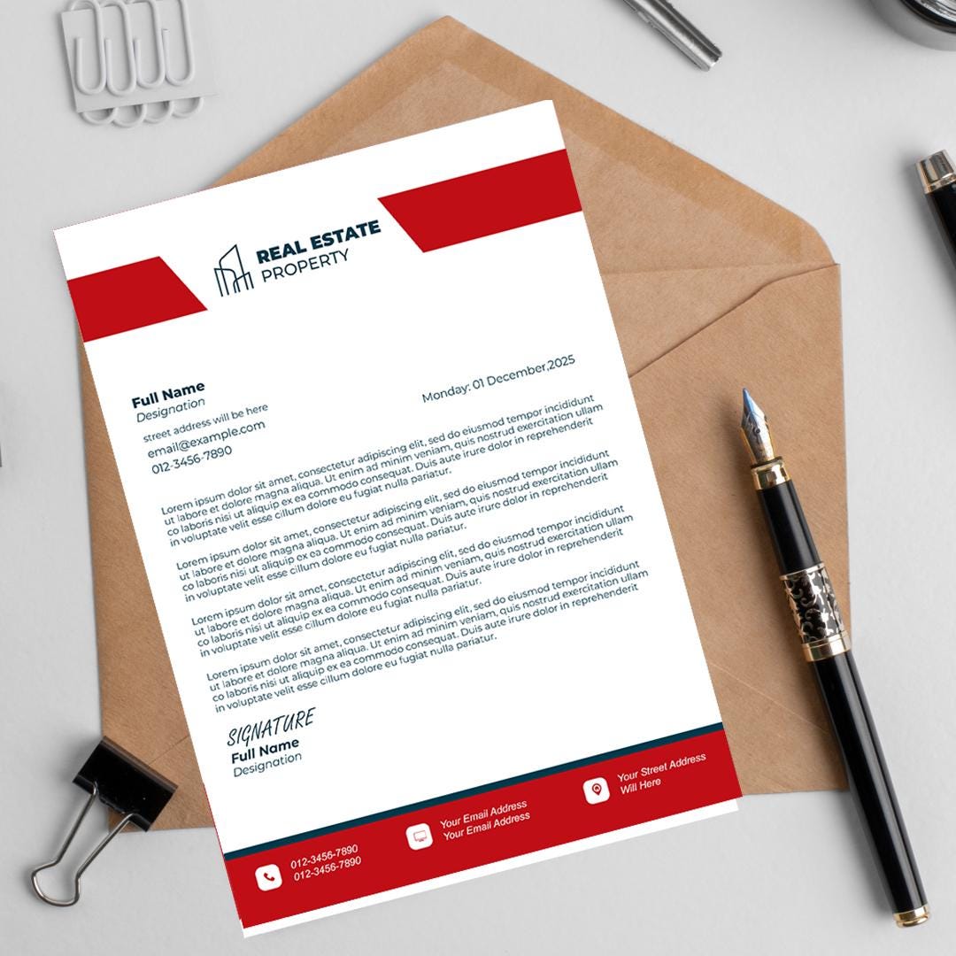 6 Editable Letterhead Template - Etsy
