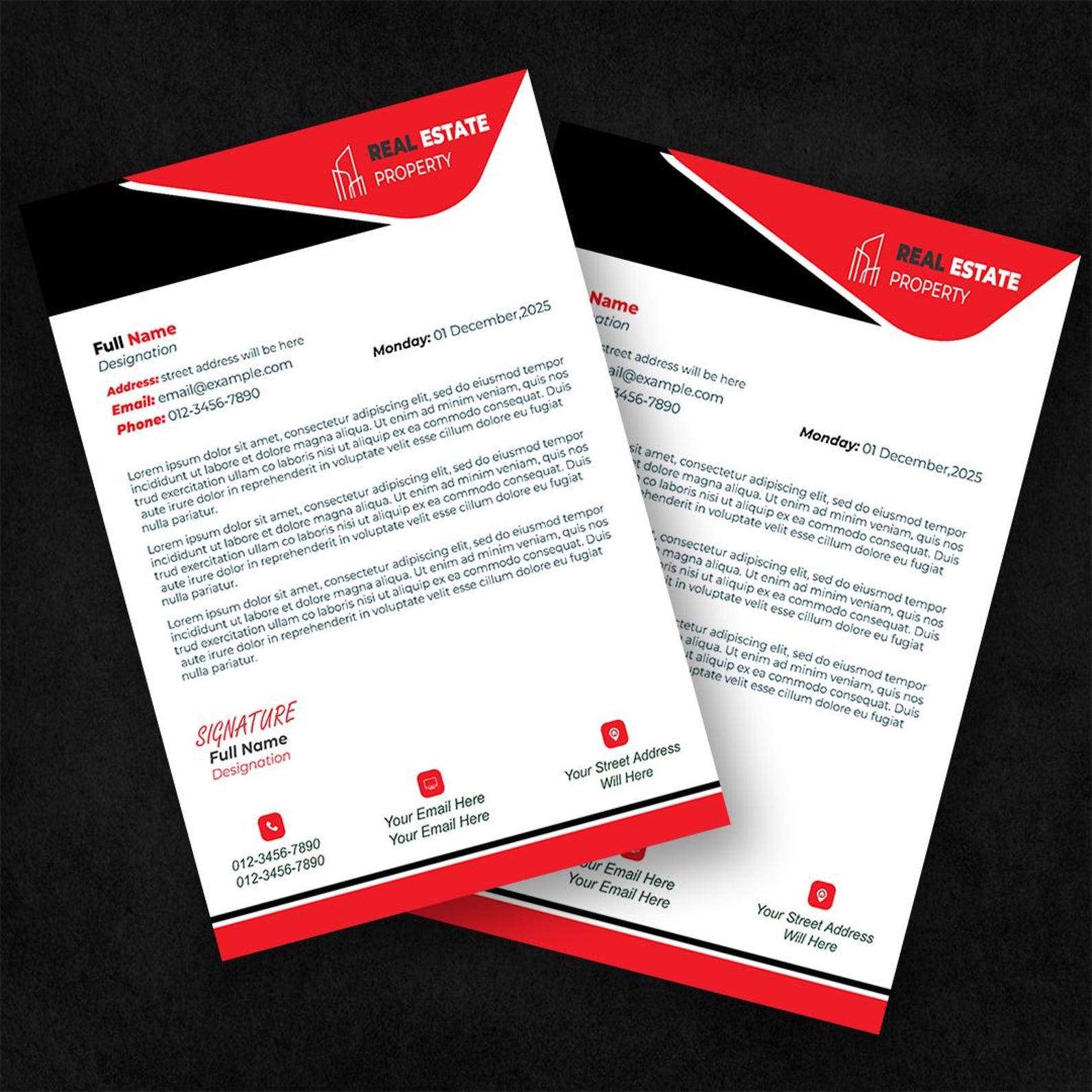 Letterhead Template for Business, Custom Letterhead Design, Editable ...