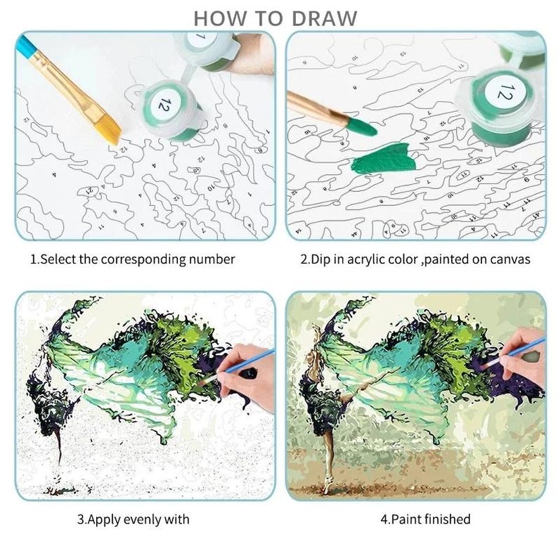 Diy Abstratct Wall Art, Canvas Painting Set, Floral Painting, Acrrylic ...