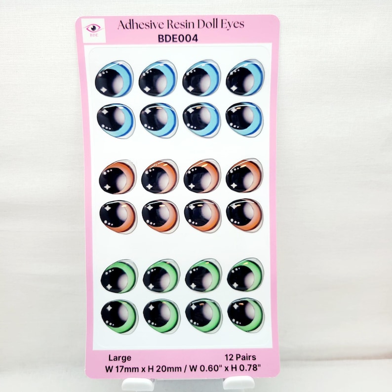 Adhesive Resin Doll Eyes BDE004 - Perfect for Clay, Felt, Fabric ...