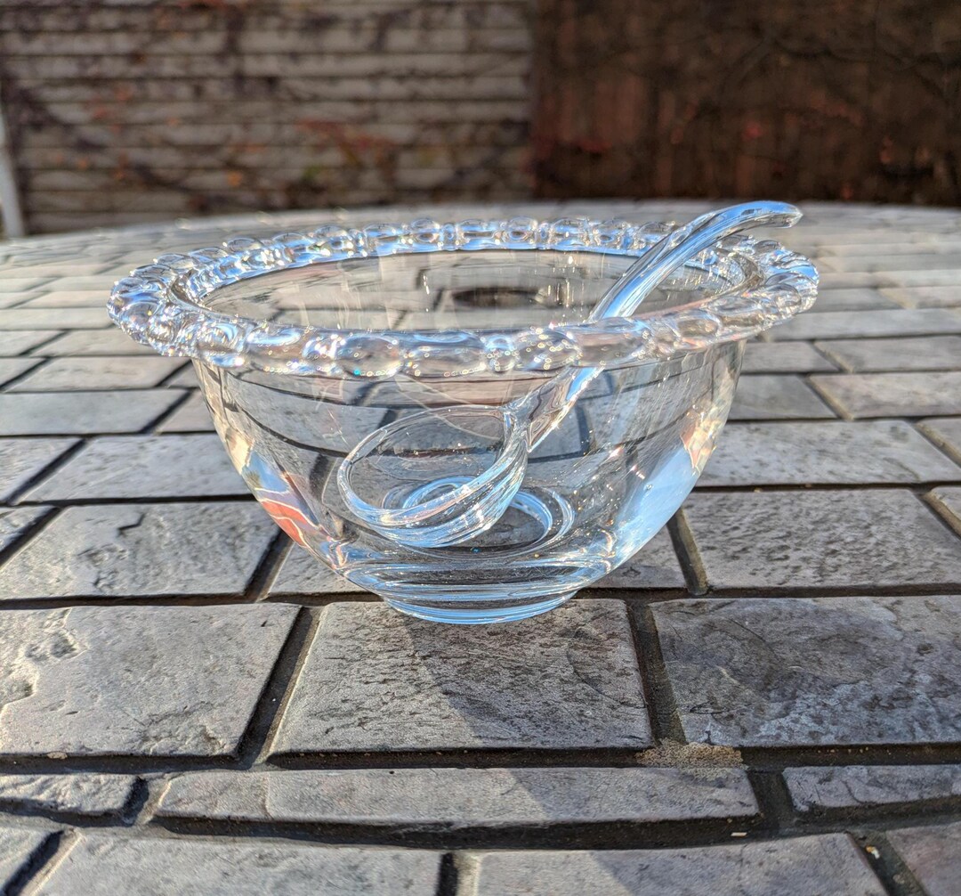 UNIQUE VINTAGE FIND Clear Glass Mayonnaise Bowl/ Sauce Dish With Glass ...