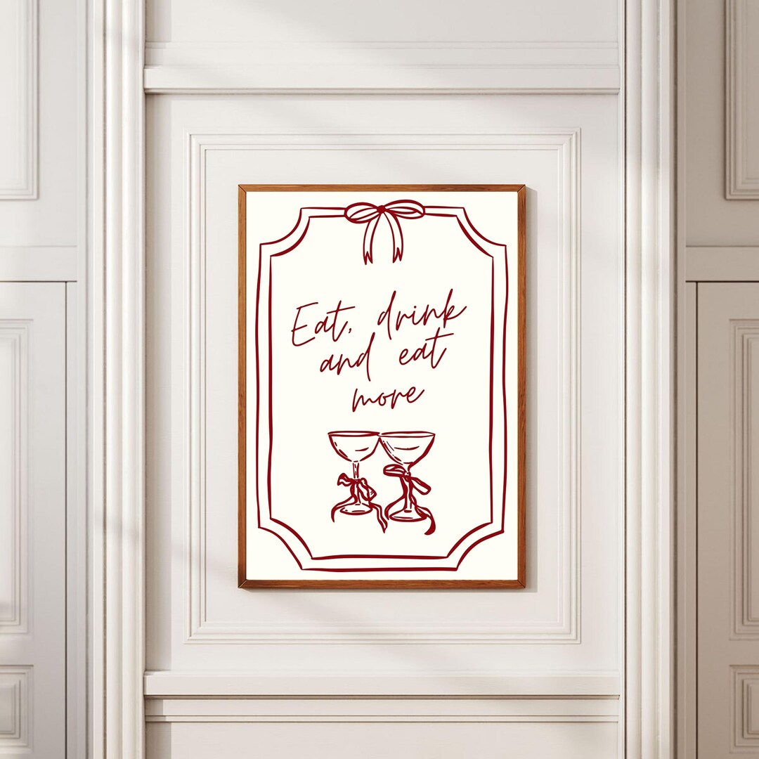 Christmas Festive Cute Printable Poster Red Bow Wonderful Print ...