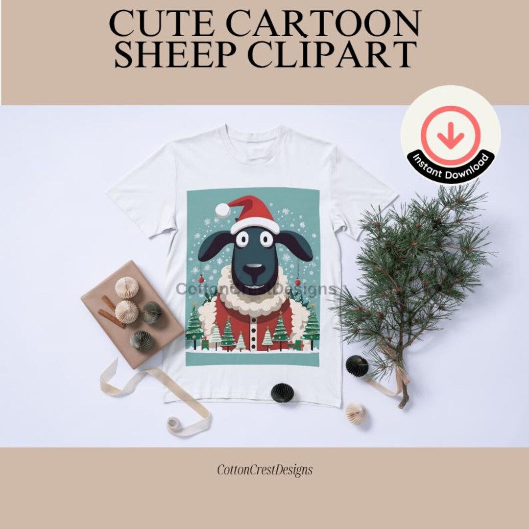 Christmas Sheep Clipart – Cute Santa Sheep PNG SVG for Holiday Crafts ...