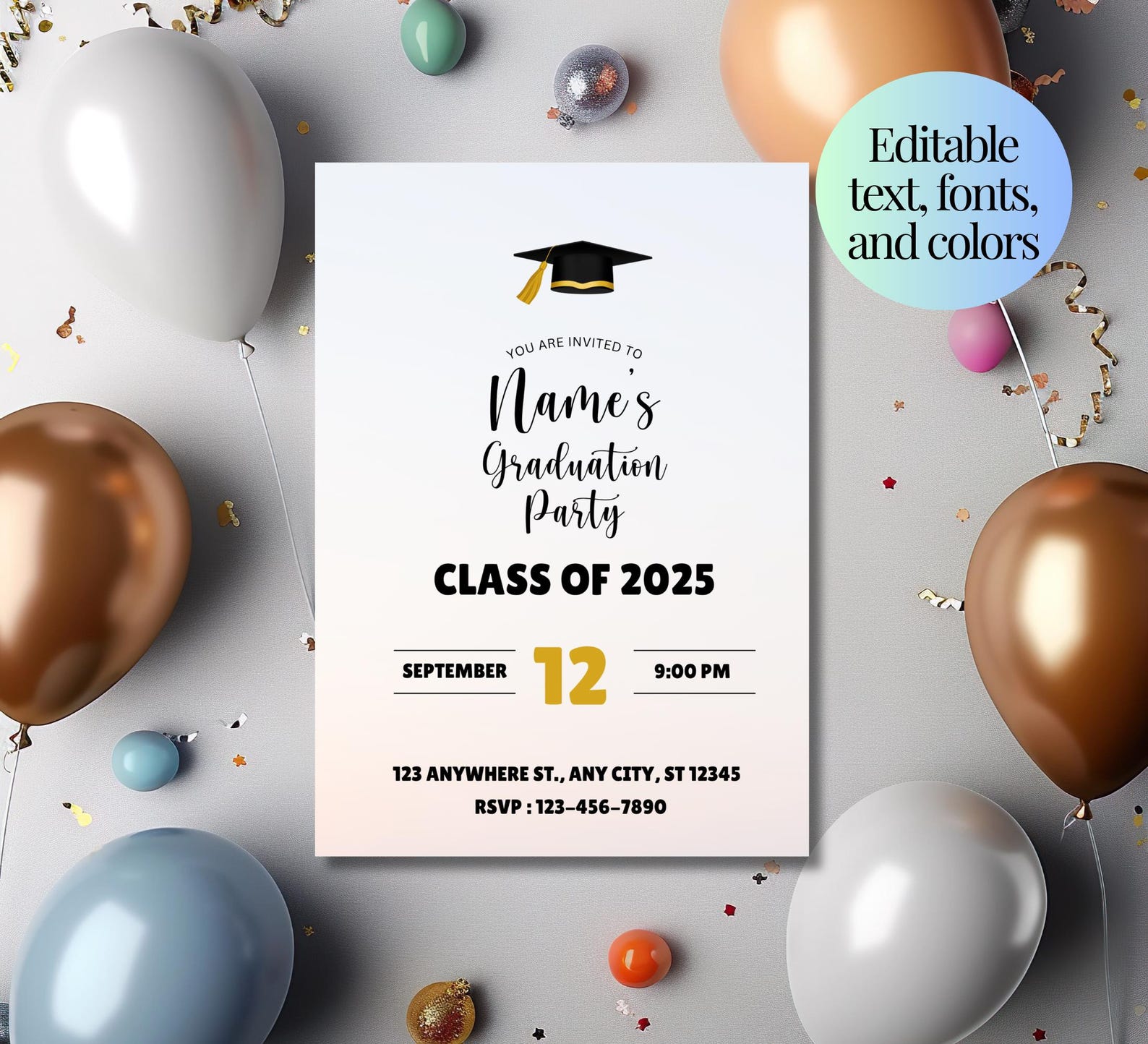Graduation Celebration Editable Invitation | Instant Download Digital ...