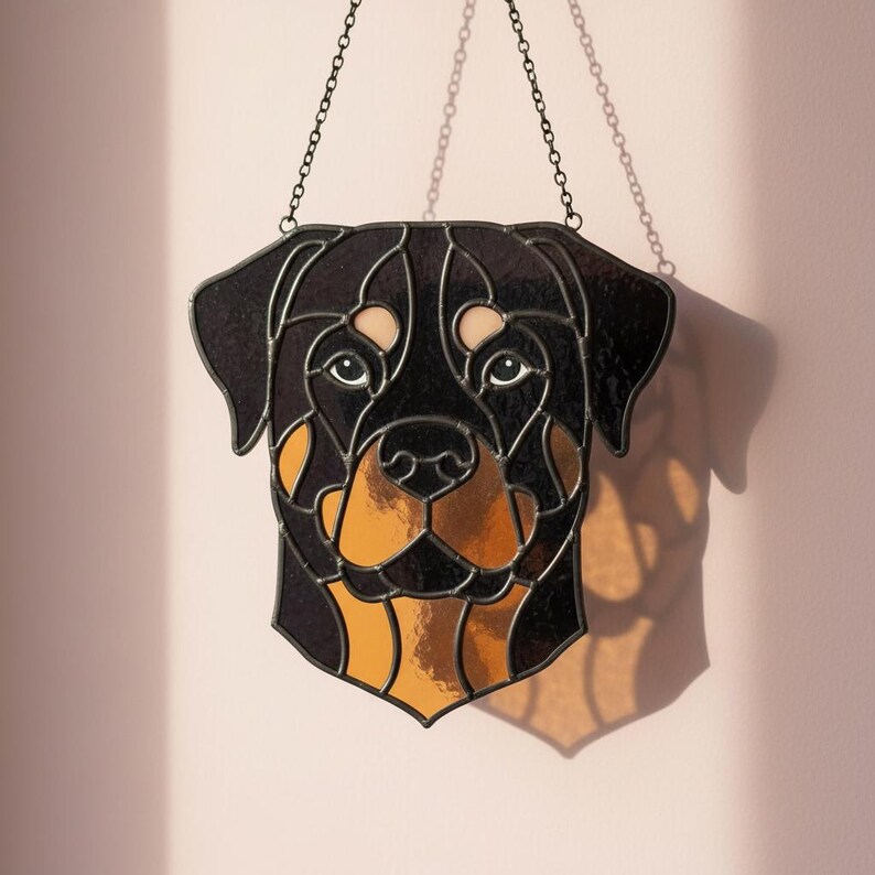 Rottweiler Stained Glass Pattern • Dog Breeds Face Template • Numbered ...