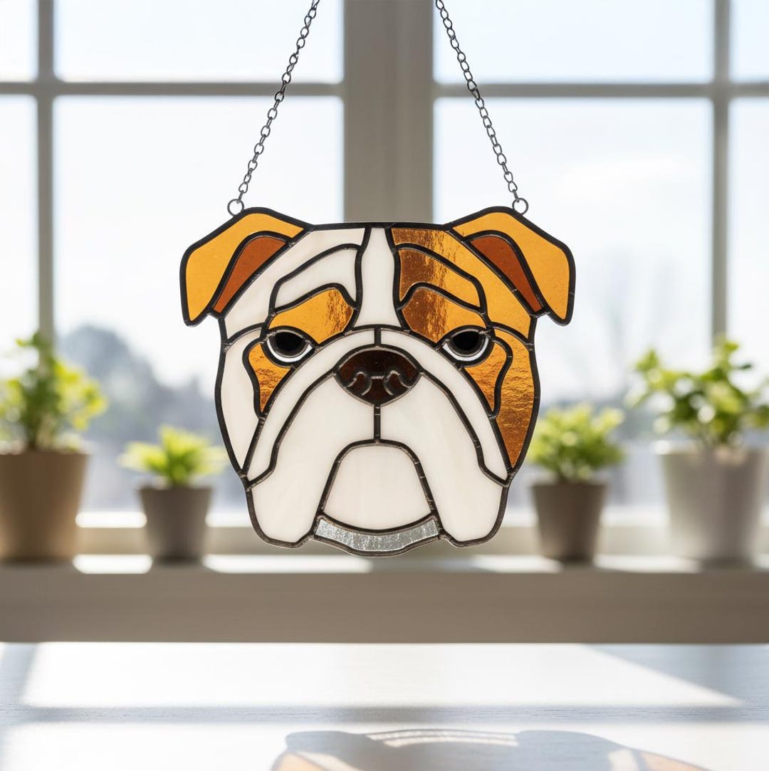 Bulldog Stained Glass Pattern • Dog Breeds Face Template • Numbered ...