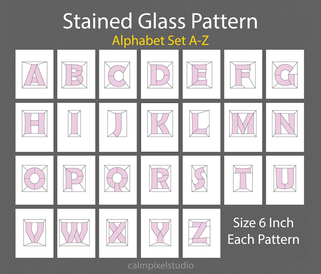 Stained Glass Alphabet Pattern Set | Geometric Lettering | Suncatcher ...