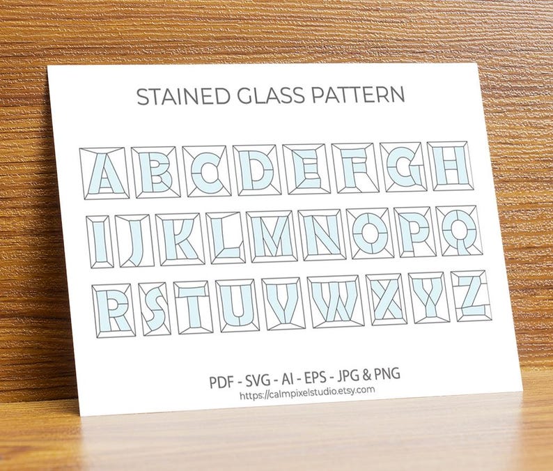 Stained Glass Alphabet Pattern Set | Geometric Lettering | Suncatcher ...