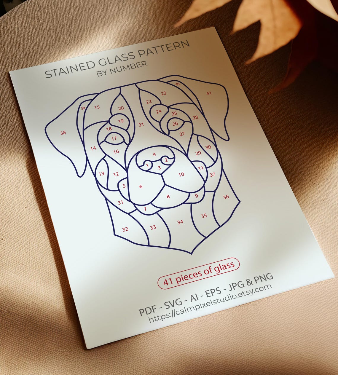 Rottweiler Stained Glass Pattern • Dog Breeds Face Template • Numbered ...