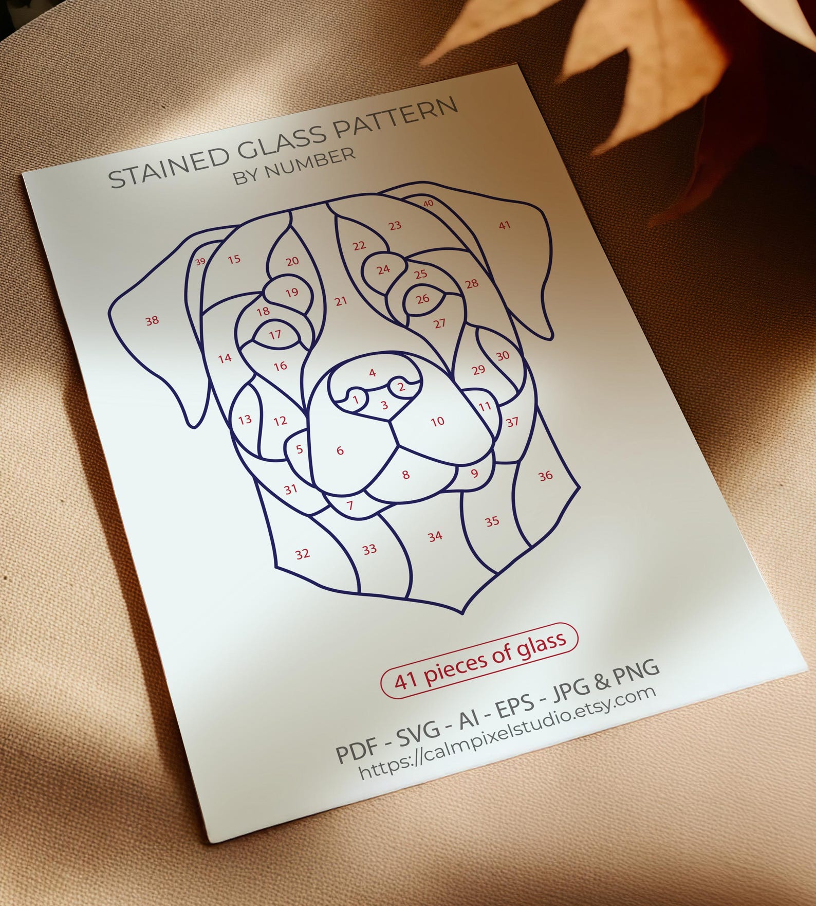 Rottweiler Stained Glass Pattern • Dog Breeds Face Template • Numbered ...