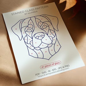 Rottweiler Stained Glass Pattern • Dog Breeds Face Template • Numbered ...