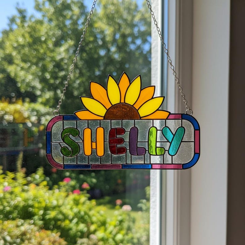Custom Name Stained Glass Suncatcher Pattern - Etsy